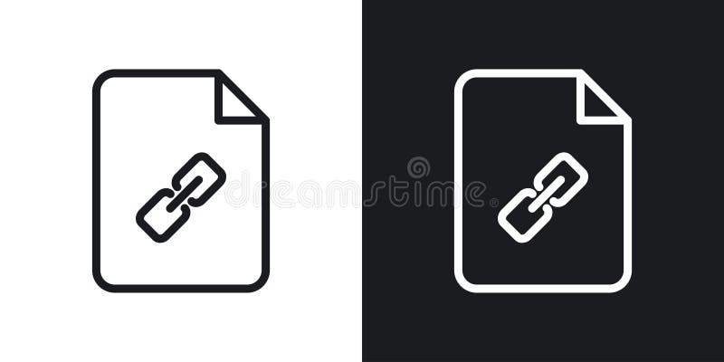 Document Link Icon Set. Web File and Copy Vector Symbol in a Black ...