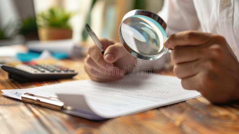 The Document and Magnifying Glass. AI Generated Stock Image - Image of ...