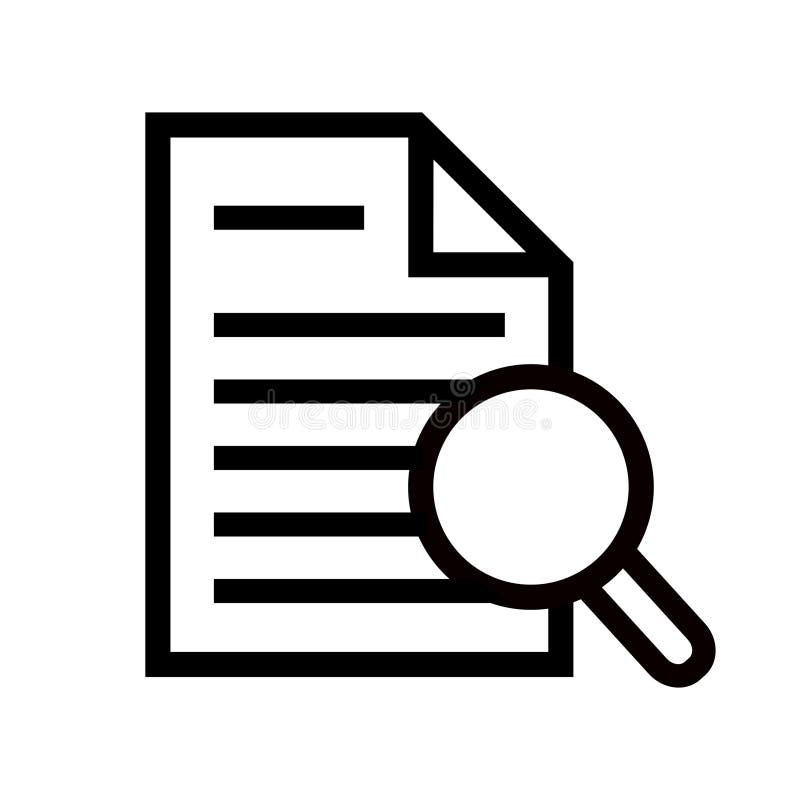 Document with Magnifying Glass Stock Vector - Illustration of symbol ...