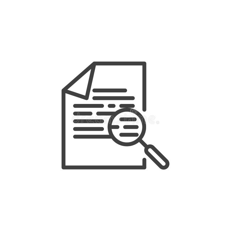Document with Magnifying Glass Outline Icon Stock Vector - Illustration ...