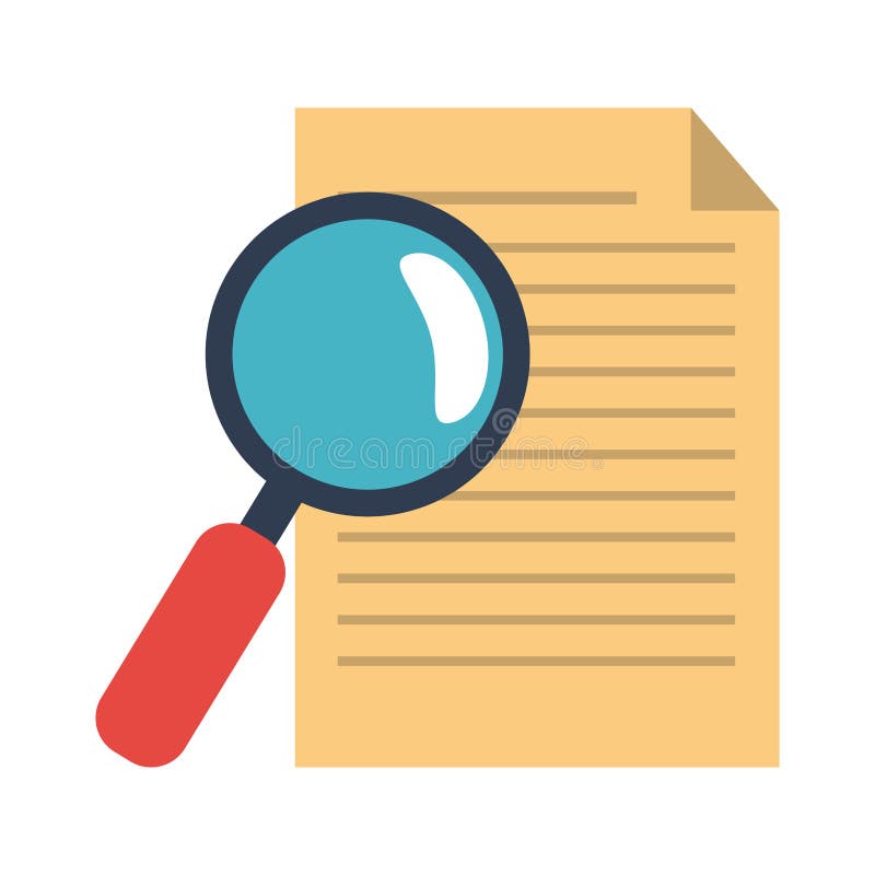 Document and Magnifying Glass Symbol Stock Vector - Illustration of ...