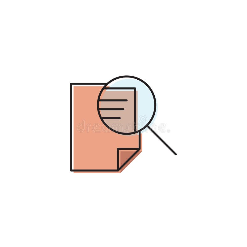 Document and Magnifying Glass Vector Icon Symbol Document Isolated on ...