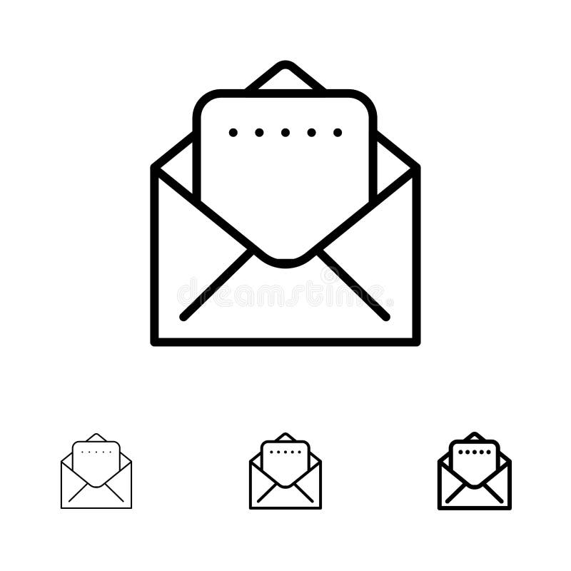 Document, Mail Bold and Thin Black Line Icon Set Stock Vector ...