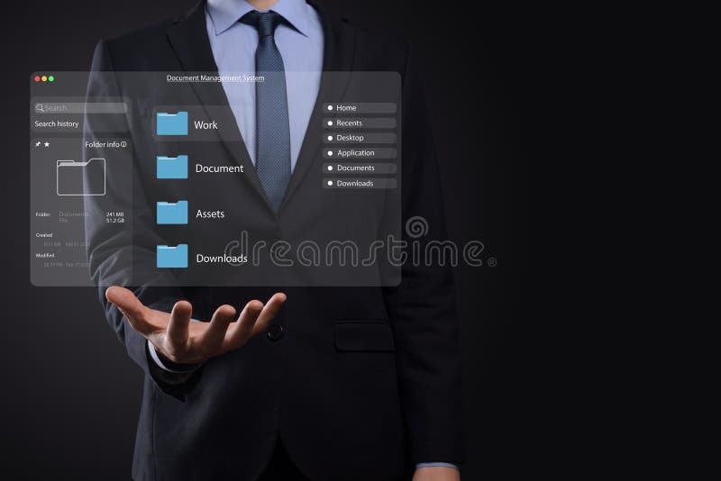 Document Management Concept. Virtual Screen Icons Document Management ...