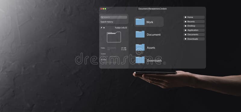 Document Management Concept. Virtual Screen Icons Document Management ...