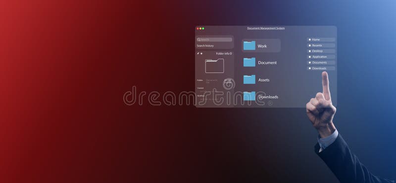 Document Management Concept. Virtual Screen Icons Document Management ...