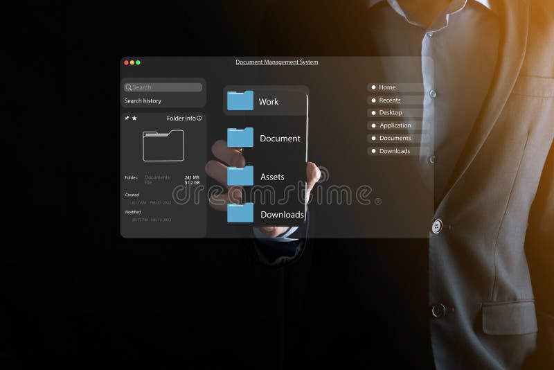 Document Management Concept. Virtual Screen Icons Document Management ...