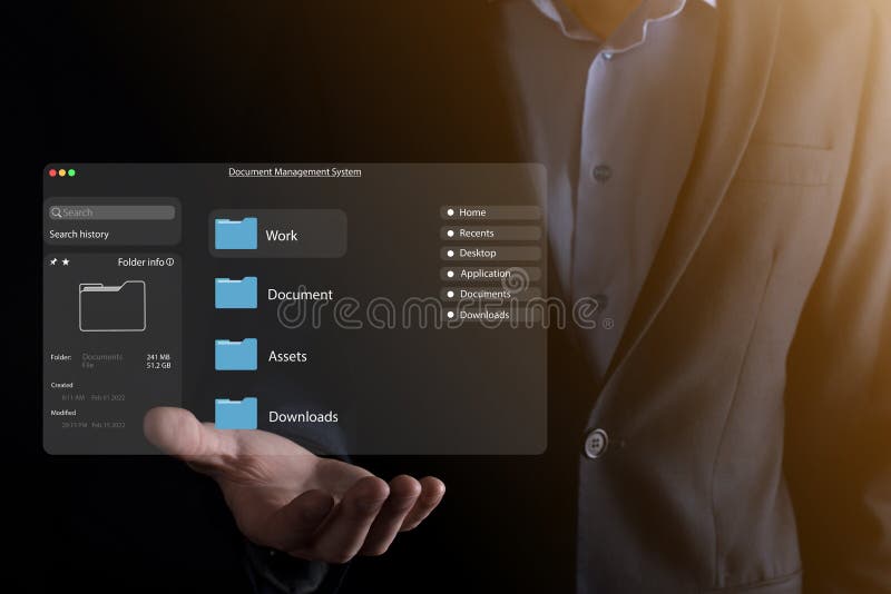 Document Management Concept. Virtual Screen Icons Document Management ...