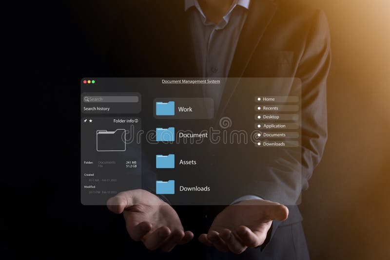 Document Management Concept. Virtual Screen Icons Document Management ...