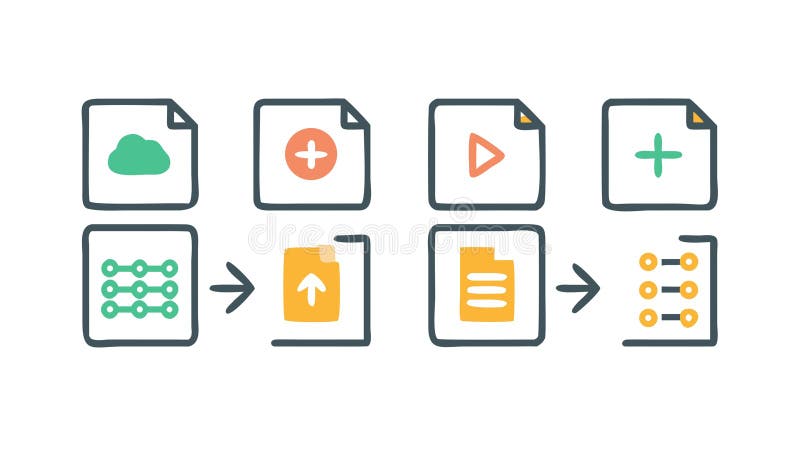 Document Management File Transfer Icons, Vector Design Generative AI ...