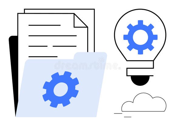 Document Management and Innovation with Gear in Light Bulb Concept ...