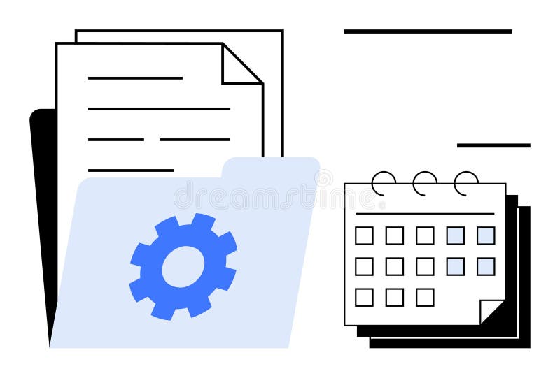 Document Management and Scheduling Process with Folder, Papers, and ...