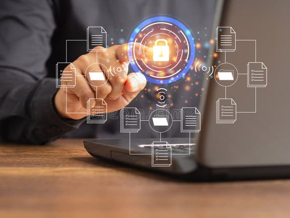 Document Management System. Businessman Login Security Online To File Access in the Cloud ...