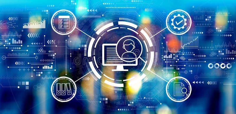 Document Management System Concept with Big City Lights Stock ...