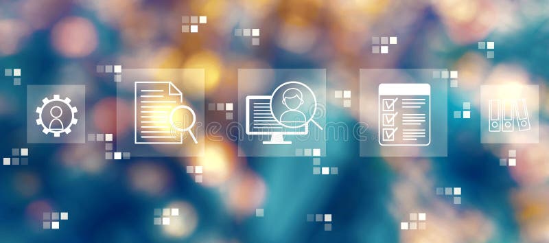 Document Management System Concept with Blurred City at Night Stock ...