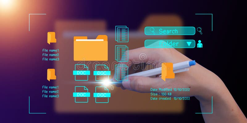 Document Management System Concept, Folder and Document Icon Software, Searching and Managing ...