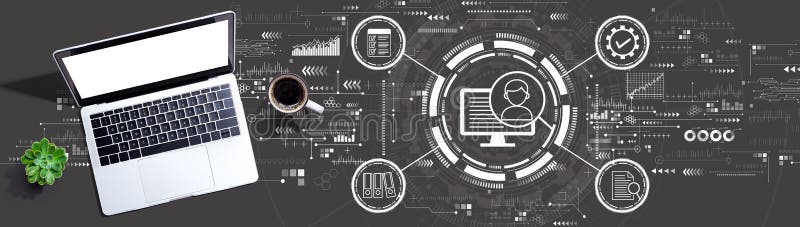 Document Management System Concept with a Laptop Computer Stock Image ...