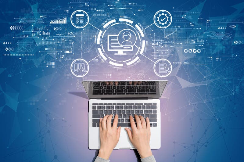 Document Management System Concept with Person Using Laptop Stock Photo ...