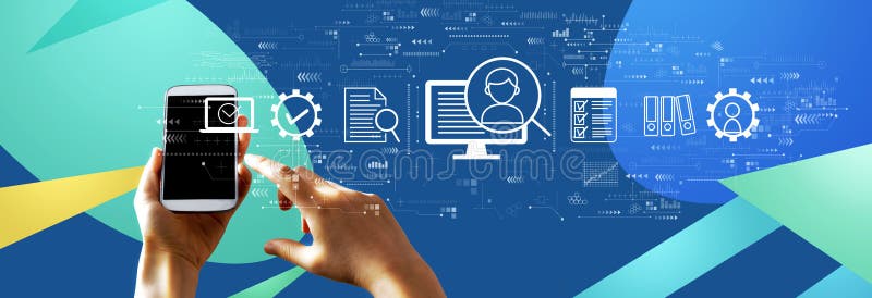 Document Management System Concept with Person Using Smartphone Stock ...