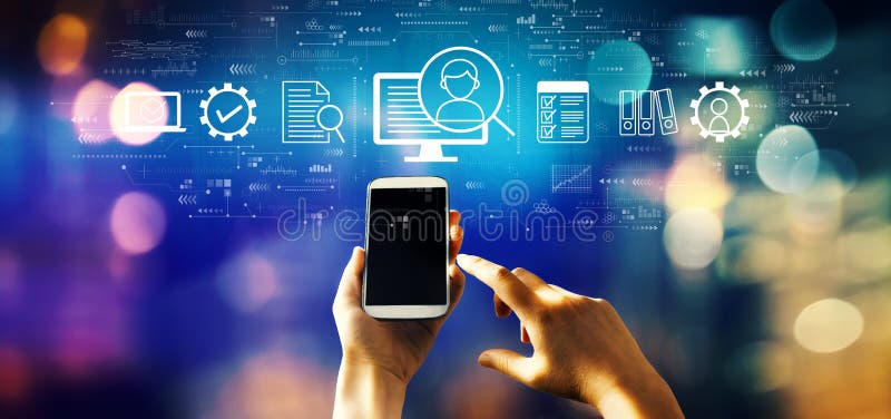 Document Management System Concept with Person Using Smartphone Stock ...