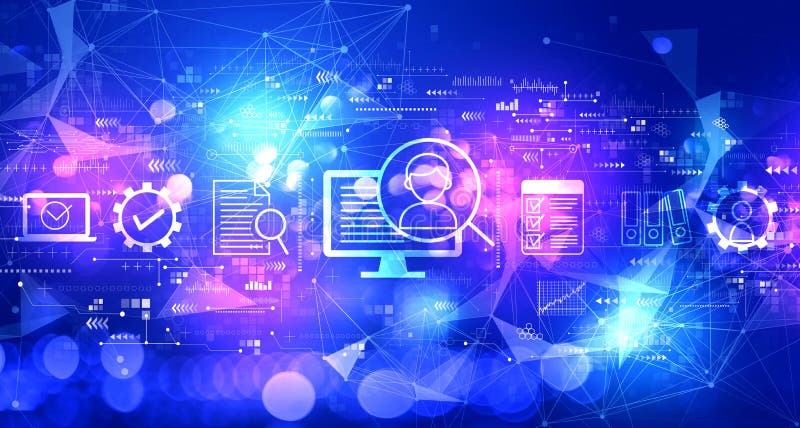 Document Management System Concept with Technology Light Background ...