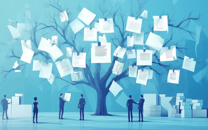 Document Management System, Data Organization, Knowledge Tree Stock Illustration - Illustration ...