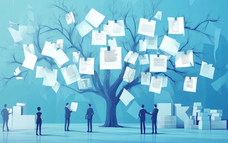 Document Management System, Data Organization, Knowledge Tree Stock Illustration - Illustration ...