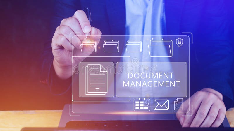 Document Management System (DMS) Being Setup it Consultant Working on Laptop Computer in Office ...