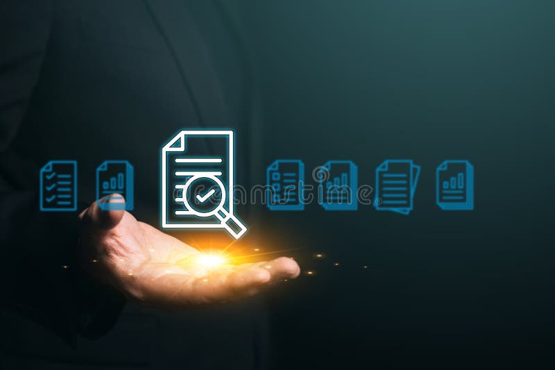 Document Management System (DMS) Concept. Hand Hold File Icon Virtual ...
