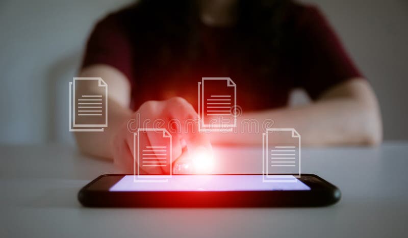 Document Management System DMSconcept a Technology Concept Woman Finger ...