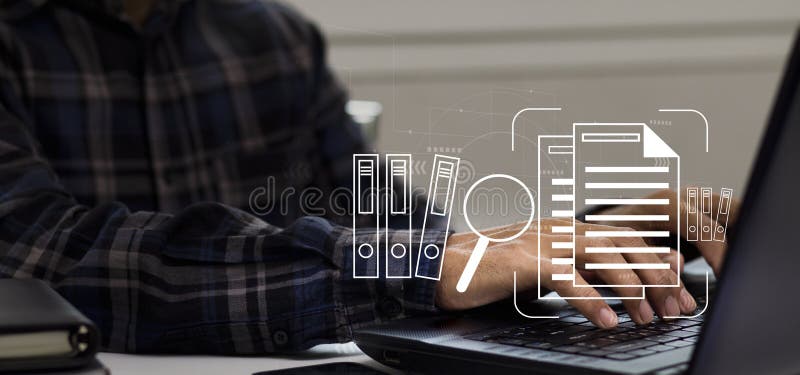Document Management System in Office and Businessman Searching Data ...
