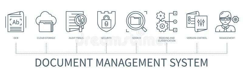 Document Management Vector Infographic in Minimal Outline Style Stock ...