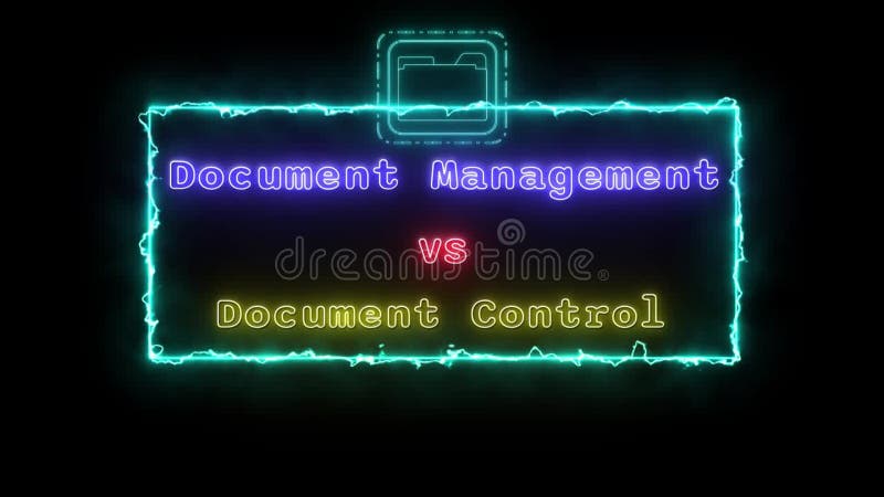 Document Management Concept Neon Green-blue Fluorescent Text Animation ...
