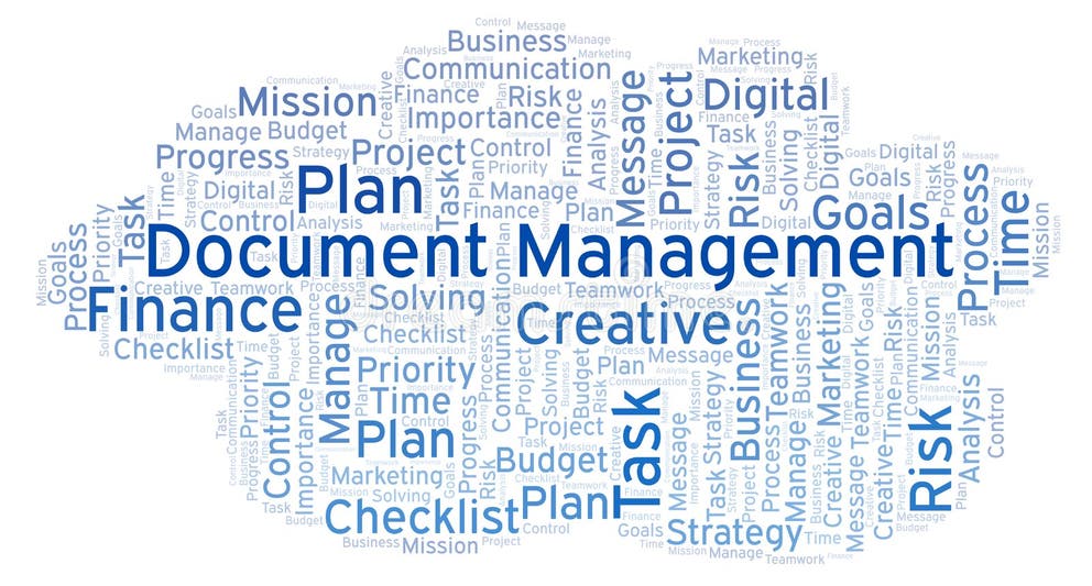 Document Management Word Cloud, Made with Text only. Stock Illustration ...
