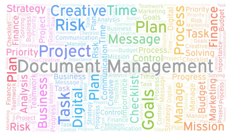 Document Management Word Cloud, Made with Text only. Stock Illustration ...