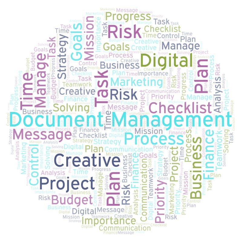 Document Management Word Cloud, Made with Text only. Stock Illustration ...