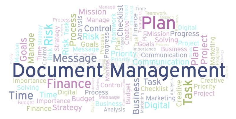 Document Management Word Cloud, Made with Text only. Stock Illustration ...