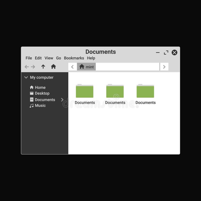 Document Manager Panel in Green Color. Digital Explorer for Computer ...