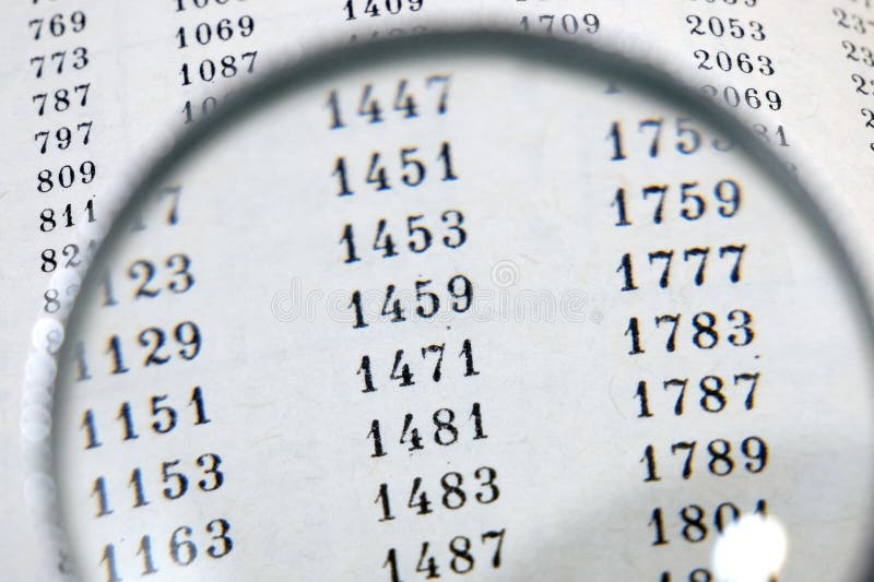 Document with Many Numbers, Data Encrypt and Magnifying Glass,. Cipher ...