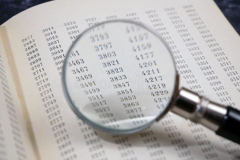 Document with Many Numbers and Magnifier, Data Encrypt. Cipher ...