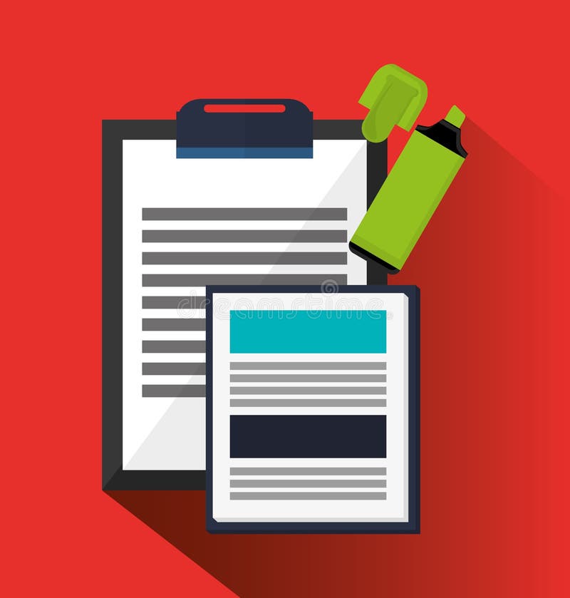 Document and Marker of Office and Work Design Stock Vector ...