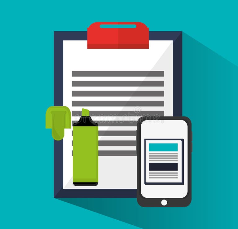 Document and Marker of Office and Work Design Stock Vector ...