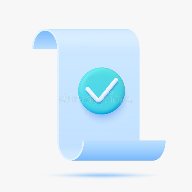 Document Met Ok Pictogram 3d Vectorpictogram. Stock Illustratie ...