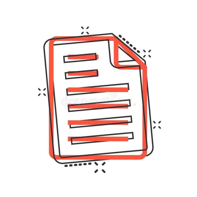 Document Note Icon in Comic Style. Paper Sheet Cartoon Vector ...