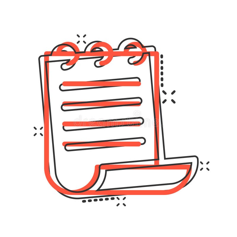 Document Note Icon in Comic Style. Paper Sheet Cartoon Vector ...