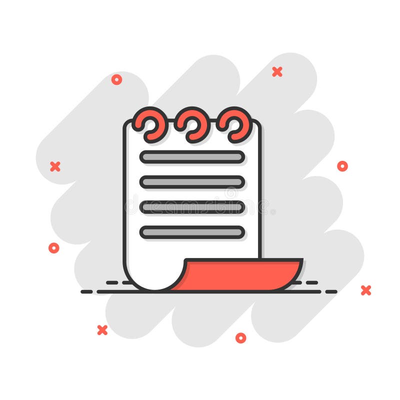 Document Note Icon in Comic Style. Paper Sheet Cartoon Vector ...