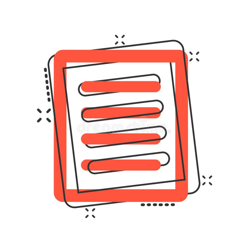 Document Note Icon in Comic Style. Paper Sheet Vector Cartoon ...