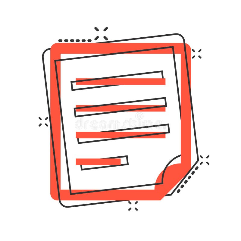 Document Note Icon in Comic Style. Paper Sheet Vector Cartoon ...