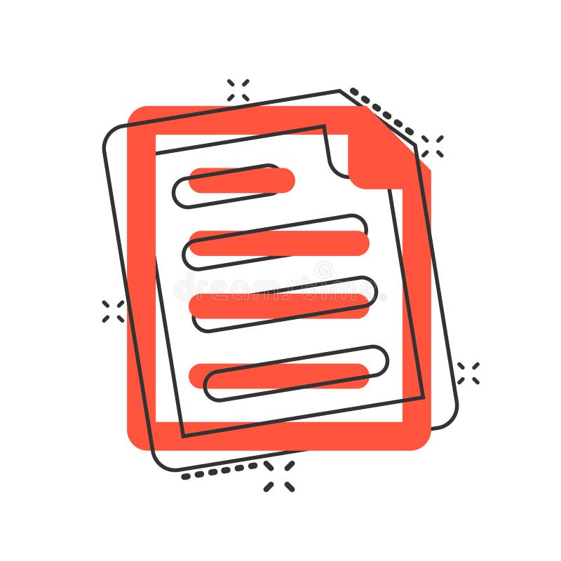 Document Note Icon in Comic Style. Paper Sheet Vector Cartoon ...