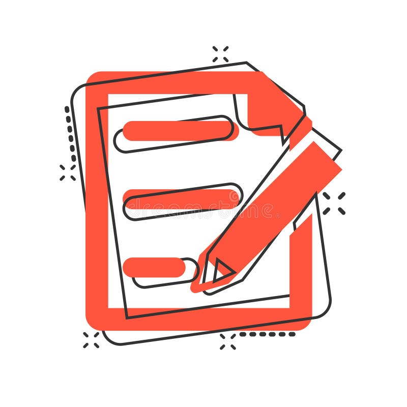 Document Note Icon in Comic Style. Paper Sheet Vector Cartoon ...